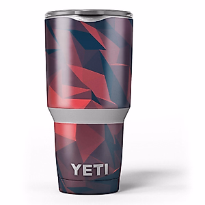 Design Skinz Dark Red Geometric V16 - Skin Decal Vinyl Wrap Kit Compatible with The Yeti Rambler Cooler Tumbler Cups