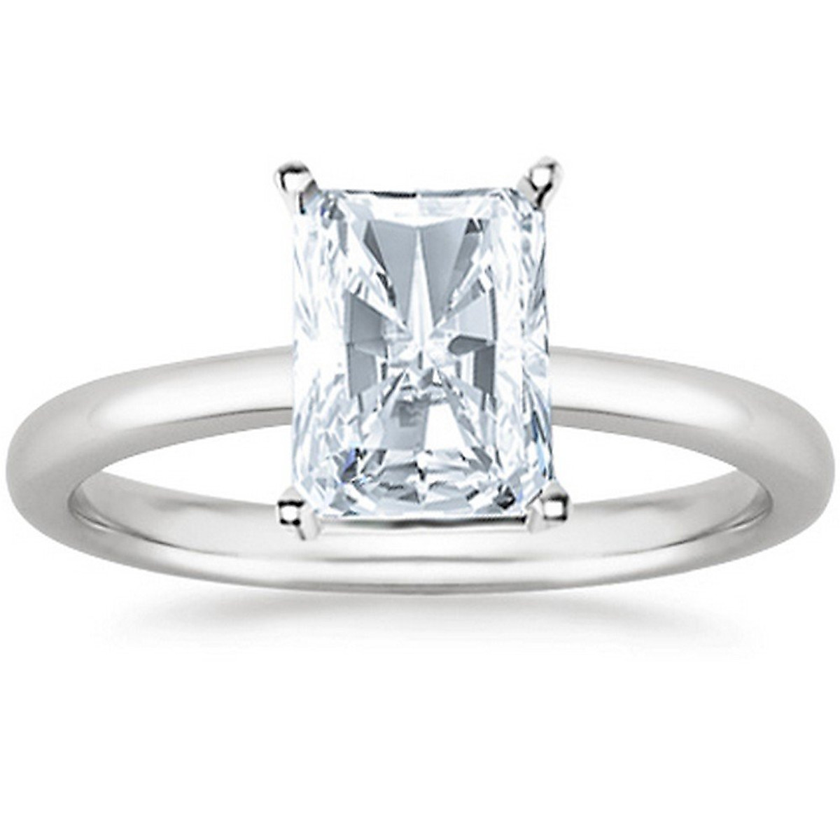 Houston Diamond District 14K White Gold 2 Carat Lab Grown Solitaire Radiant Cut Diamond Engagement Ring (2 Ct,H-I Color VS1-VS2 Clarity),size:8