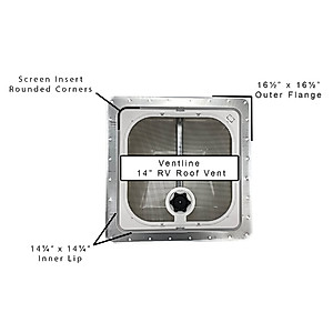 classAcustoms VL-W-1G | 14" RV Roof Vent | White Lid | Non-Powered | w/ 1" Garnish Trim Ring