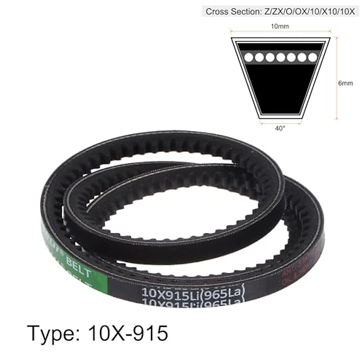 HARFINGTON AV10 Cogged V-Belts 963mm Outer Girth 10mm Width 8mm Thick Rubber Drive Belt for Power Transmission