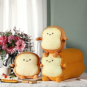 Yookeer 3 Pcs Funny Bread Pillow Toast Plush Stuffed Pillow 2 Size Cute Toast Sliced Cushion Kawaii Food Plushies Gifts for Kids Birthday Thanksgiving Christmas Decoration