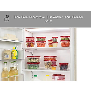 Rubbermaid Easy Find Lids Food Storage Containers with Lids - BPA-Free Durable Plastic Food Containers Great for Home, School, Travel - Freezer, Microwave, and Dishwasher Safe - 28 Piece Set - Red