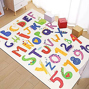 HiiARug Kids Rug ABC Alphabet Numbers Educational Rug Baby Play Mat for Floor Large Thick Area Rugs Non Slip Learning Carpet for Baby Children Bedroom Classroom Playroom (60 x 36 Inch)