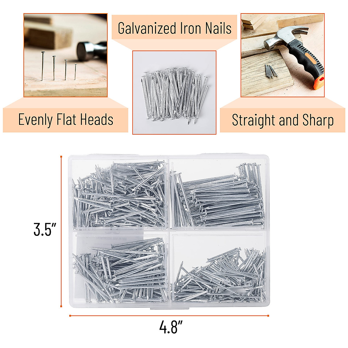 Mr. Pen- Nail Assortment Kit, 600pc, Small Nails, Nails, Nails for Hanging Pictures, Picture Hanging Nails, Finishing Nails, Hanging Nails, Picture Nails, Wall Nails for Hanging, Pin Nails