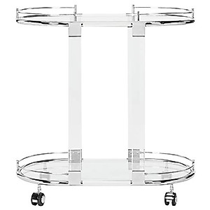 Safavieh Home Collection Lennon Acrylic Trolley Bar Cart, Clear/Silver