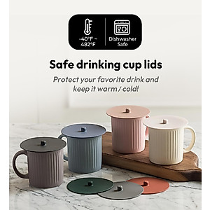 Carrotez Silicone Cup Cover Lids, 4.3 Inch Mug Covers, Reusable Silicone Coffee and Tea Cup Lids, 1 pc - Black