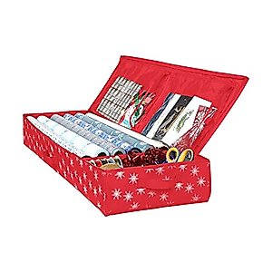 Wrapping Paper Storage Container – Fits up to 27 Rolls 1 3/8” Diam. - Underbed Gift Wrap Organizer Bags, Wrapping Paper Rolls, Ribbon, and Bows - Under Bed- Durable Material 600D - Up to 40” Rolls