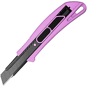 FantastiCAR Soft Material Grip Retractable Snap-off Utility Knife Safety Box Cutter, with Extra 10 Blades, and Can Opener Design, for Heavy Duty Work, Carpet, Cartons and Cardboard (Purple)