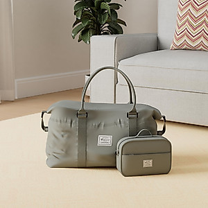 Travel Duffel Bags for Women,Weekender Overnight Bag with Wet Pocket & Toiletry Bag,Carry On Personal Item Bag,Travel Tote Gym Bag,Olive Green,Large