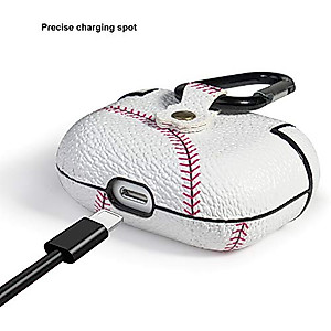 HIDAHE Case for Airpods Pro, Airpods Pro Cover, Airpods Pro Skin Accessories Sport Pattern Airpod Pro Cover Leather Case for Apple Charging Case for AirPods Pro, Baseball