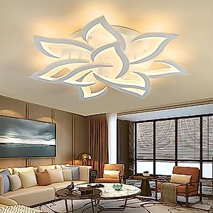 LED Ceiling Light Dimmable ,Modern Flower Ceiling Light with Remote Control, Chandelier for Ceiling Large Lamps, Acrylic Ceiling Lighting Fixtures for Living Room Bedroom 10 heads/Ø85cm/33.5in