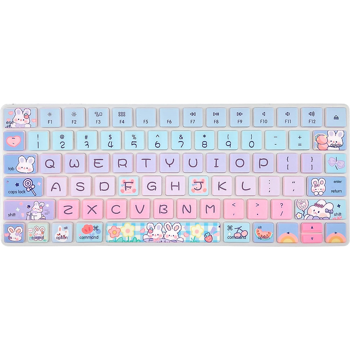 Sanfulin Keyboard Cover Skin for Apple iMac Wireless Magic Keyboard 2nd Gen (Model: A1644 MLA22LL/A) Without Numeric Keypad, Cute Silicone Skin Protector, Cute Bunny