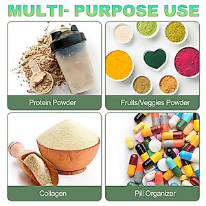 Tinrbip Protein Powder Container To Go, 25Pcs Protein Powder Travel Containers Set Include 21Pcs Single Dose Bags and 4Pcs Large Zip Up Bags, 2Pcs Funnels, 4Pcs Spoons and Sheet Labels, Spring Buckle