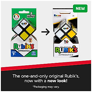 Rubik's Apprentice, 2x2 Beginner Cube 3D Puzzle Game Stress Relief Fidget Toy Easy Activity Cube Travel Game Gift Idea, for Adults & Kids Ages 7 and up