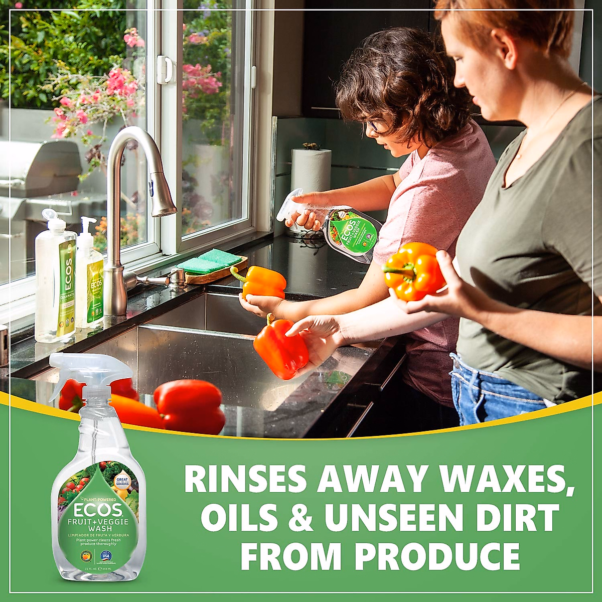 ECOS® Non-Toxic Fruit + Veggie Wash: 22oz Spray Bottle by Earth Friendly Products (Pack of 2)