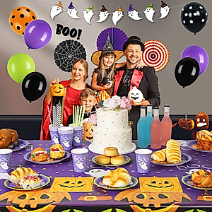 DECORLIFE 3 Pack Plastic Halloween Tablecloths, Disposable Waterproof Halloween Table Clothes for Halloween Party Decorations Indoor and Outdoor, Rectangle, 54 x 108 Inch
