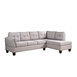 Lilola Home Dalia Linen Modern Sectional Sofa with Right Facing Chaise
