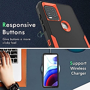 Vinve for Moto G Stylus 5G Case, [Military Grade] Shockproof Hybrid Rugged Bumper Protective Cover (Black/Orange)
