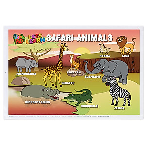 Baby PhD Disposable Placemats for Baby, Kids, & Toddlers - Animal Design - Table Mat or Topper for Restaurants, Stick-On Placemat for Travel, Sticky Strips Stay in Place - 3 Designs, Pack of 60