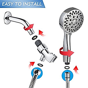 Hibbent All Metal Shower Hose,Shower Head Holder for Handheld Shower Head,71 Inch Stainless Steel Extra Long Shower Hose Replacement,Adjustable Shower Arm Mount,Brass Pivot Ball,Anti-Twist Hose,Chrome