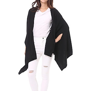 BRUCERIVER Women's Wool Blended Versatile Multi Style Long Knit Poncho Shawls