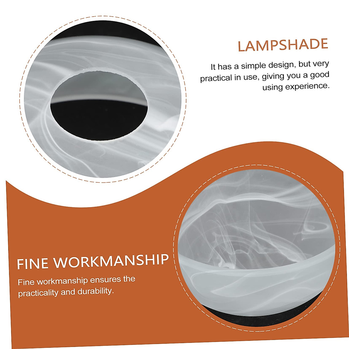 GARVALON Frosted Glass Lampshade Bell Lamp Shades Round Chandelier Fandelier Ceiling Fan Globe Lamp Shades Ceiling Lamp Shade Ceiling Fan Glass Bowl Replacement Household Lamp Shade Fixture