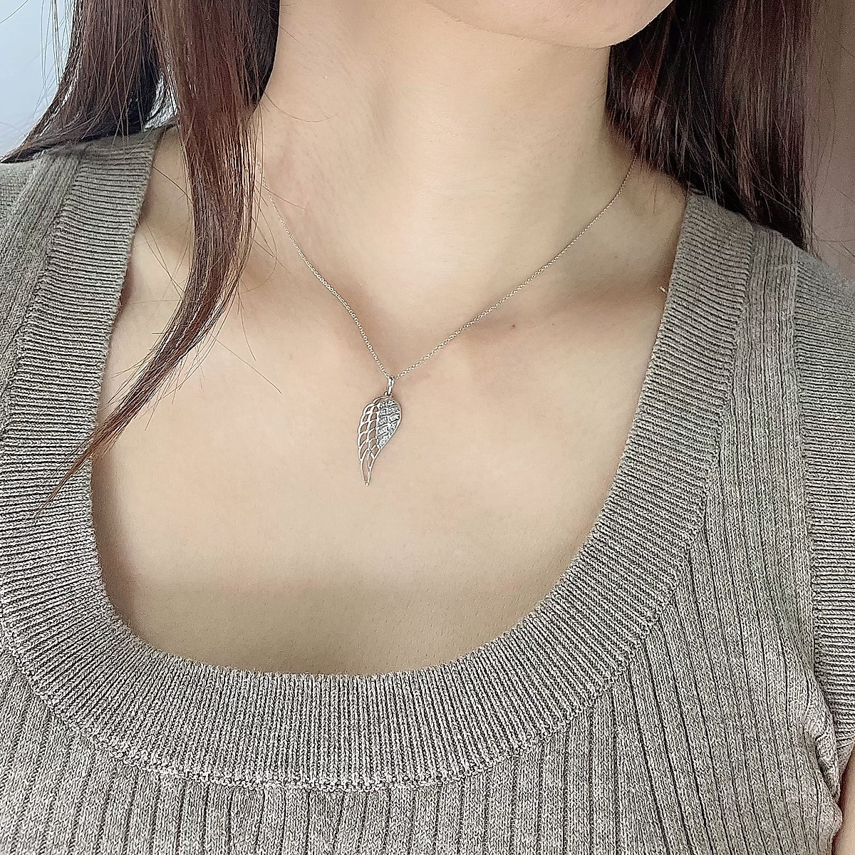 Prime and Pure Charm Pendant Necklace Set in 925 Sterling Silver for Womens | Girls | Open Lotus | Celtic Cross | Angel Wing | Tiny Lotus | Tiny Love Heart (Wing Feather)