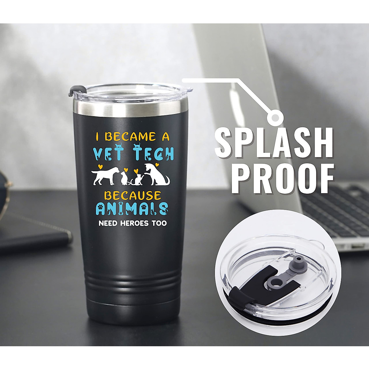 Onebttl Vet Tech Gifts, Appreciation Gifts for Veterinary Technologists on Christmas, Birthday and End of Year, 20 oz Stainless Steel Insulated Tumbler - Heroes