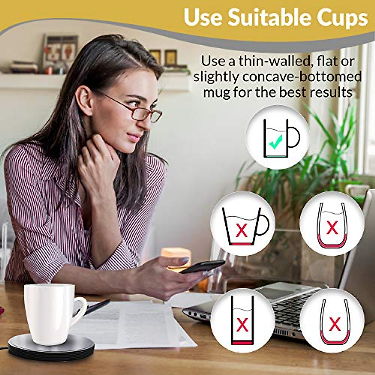 Coffee Mug Warmer for Desk - Electric Cup Warmer for Desk - 2-Setting Coffee Cup Warmer for Coffee - Safe, Easy-to-Use Mug Warmer Coffee Warmer for Desk Heated Coffee Mug DiviniTi (NO Mug Included)