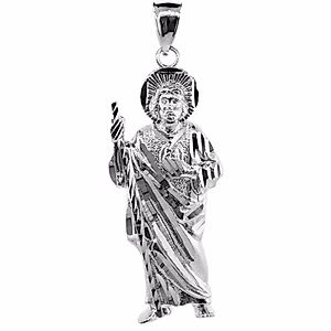 925 Sterling Silver Saint Jude Necklace Pendant (Large)