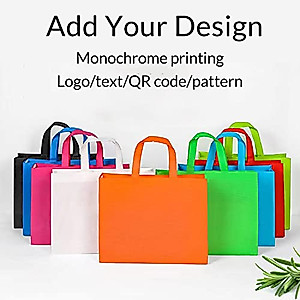 Cihomia 100PCS Custom Non-woven Bags Tote Gift LogoTravel Kitchen Shopping Reusable Grocery Bag with Handle (one color, horizontal)