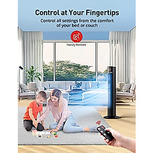 PARIS RHÔNE Tower Fan, 36” Oscillating Fan, 9 Modes, 3 Speeds, LED Display, 12H Timer, Portable Fan, Standing Floor Fan Bladeless Tower Fan with Remote for Bedroom, Living Room, Offices & Kitchen