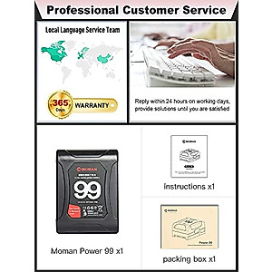 Moman V Mount Battery, Mini V-Lock Mount Power 99Wh 15A Up to 200W Draw with Dual D-Tap & USB Outputs for BMPCC 4k 6k Camcorders Cameras LED Lights, V-Mount-Battery-Dtap-Mini