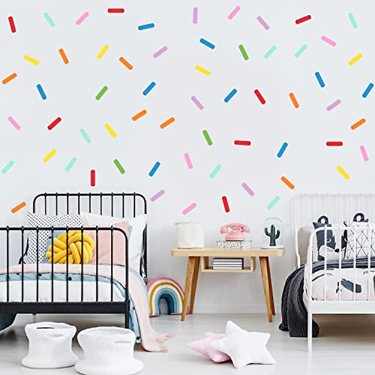 Supzone 128Pcs Colorful Sprinkles Wall Decals Confetti Wall Stickers Mini Bar Matte Finish Vinyl Wall Art Sticker for Kids Nursery Playroom Teen Girl's Bedroom Dorm Home Wall Decoration