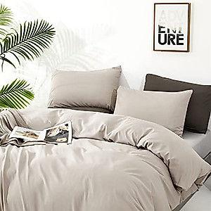 Luxlovery Beige Khaki Comforter Cal King Cream Khaki Bedding Comforter Set California King Minimalist Bedding Set Solid Beige Coffee Cotton Blanket Quilts Soft Breathable Cream Taupe Comforter Set