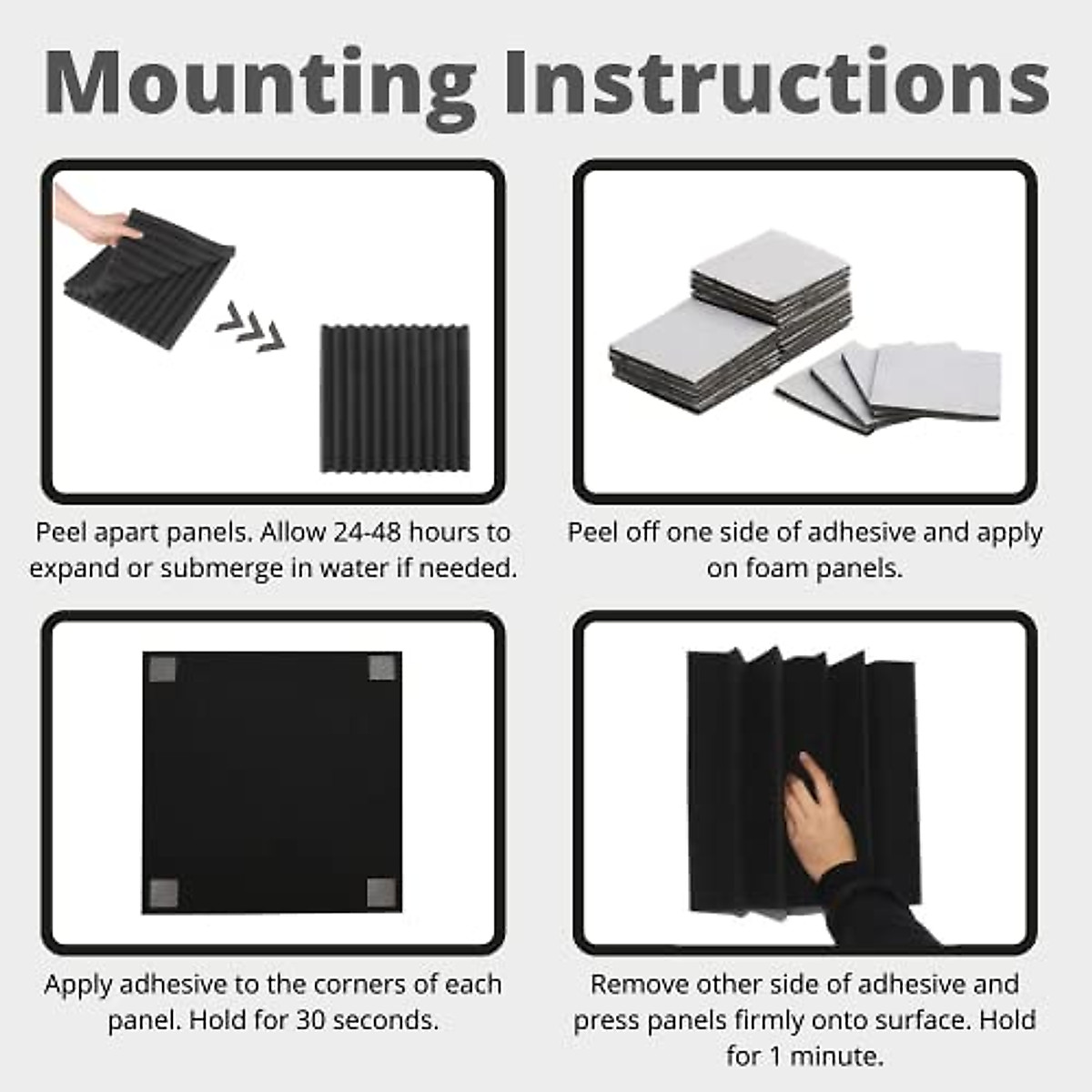 TRUE NORTH Acoustic Foam Panels 12 Pack w/Adhesive - (1"& 2" Thick) Acoustic Panels Sound Absorbing Panel - Sound Panels Noise Reducing For Walls - Sound Foam Panels, Sound Pads For Walls, Noise Foam