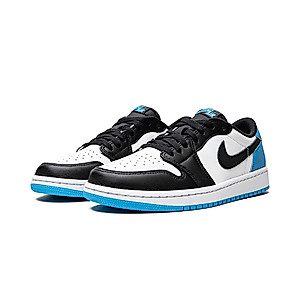 Nike Women's Air Jordan 1 Low UNC Basketball Shoe, White/Dark Powder Blue/Black, 7.5