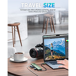 Hiearcool USB C Hub, USB-C Adapter, 7 in 1 USBC to HDMI Multi-Port Adapter Dongle Compatible for Thunderbolt 3 4 MacBook Pro Air Dell Lenovo HP Laptops and Other Type C Devices-Green