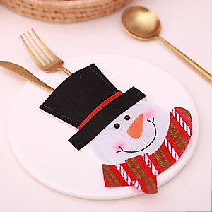 Christmas Dinner Table Decorations Christmas Silverware Holder Pockets Santa Claus Elk Snowman Forks Bags Cutlery Holders Pockets Christmas Party Dinner Table Decorations