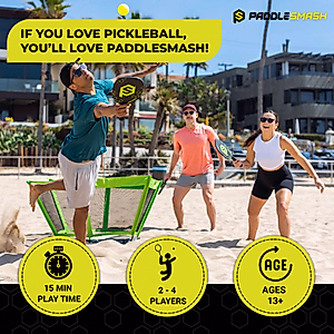 PaddleSmash – Pickleball Yard Games - As Seen on Shark Tank - Beach, Backyard, Lawn, Outdoor Games for Adults and Family – Easy Assembly - Includes 4 Pickball Paddles, 2 Balls & Case