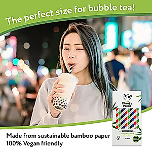 The Cheeky Panda Bamboo Paper Bubble Tea Straws | 100 Multicoloured Wide Drinking Straws | For Boba Tea, Milkshakes and Smoothies