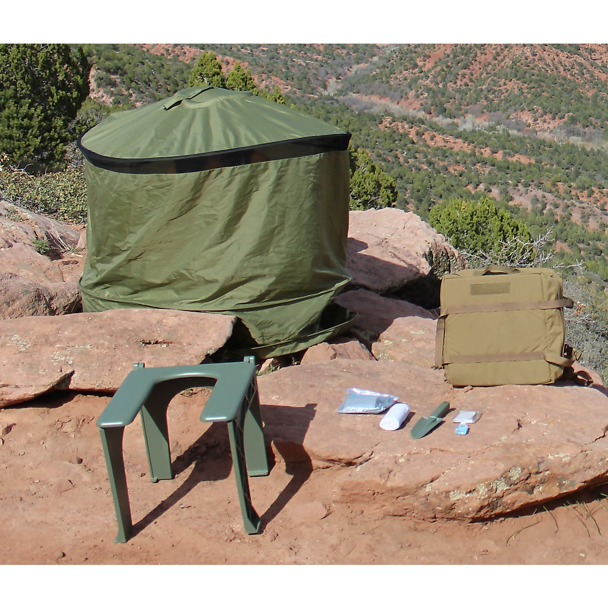 InstaPrivy Complete Portable Toilet Kit! Super Compact and Lightweight (just 7lbs). Simple set up takes just a few seconds so you will use it all the time. Perfect for all outdoor adventures!
