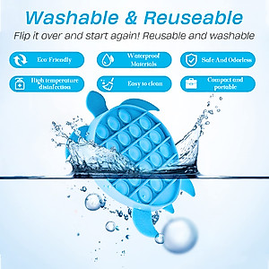 NiHealth Push Pop Bubble Fidget Sensory Toy Sea Turtle Fidget Toy for Special Needs Stress Reducer Anxiety Relief Popper Game Board Silicone Squeeze Toy for Kids and Adults (Blue)