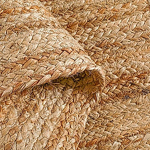 Hausattire Hand Woven Jute Braided Rug, 2'x3' - Natural, Reversible Farmhouse Accent Rugs for Living Room, Kitchen, Bedroom - 24x36 Inches