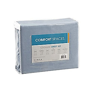 Comfort Spaces Coolmax Moisture Wicking Sheet Set Super Soft, Fade Resistant, 16" Deep Pocket, All Around Elastic - Warm Weather Cooling Sheets for Night Sweats, Queen, Blue 4 Piece