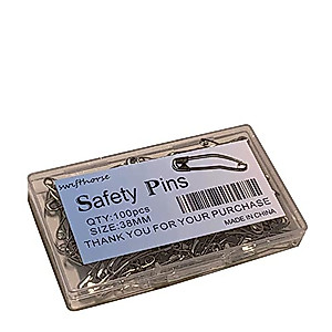 Swifthorse Curved Safety Pin 100 Count,1.5 in inch （Size 2） Safety Pin for Sewing