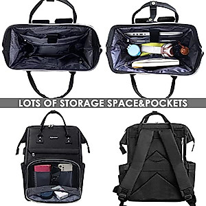 Tepoinn Laptop Backpack Women 15.6 Inch Business Travel Anti-Theft Computer Backpacks Work Bag with USB Charging Port, Water Resistant College School Backpack Purse Casual Daypack for Girls, Black