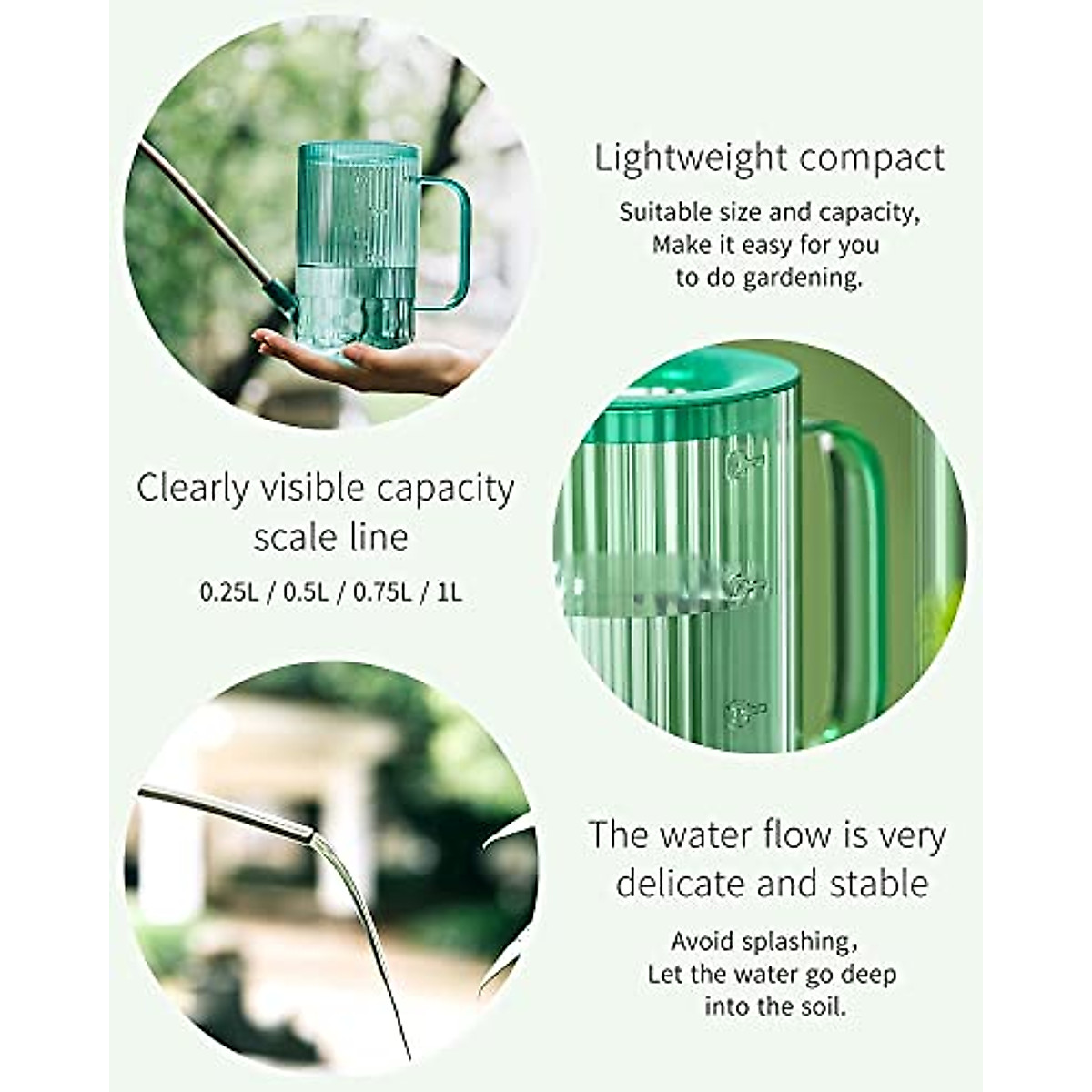 COTREPY Watering can, Long Nozzle, Watering Indoor Garden Plants, Modern Large Watering Globes, 1L (42.3fl Oz, 0.26 Gal), Suitable for Plants, Flowers, Bonsai, Gardens and Micro Landscapes(Green)