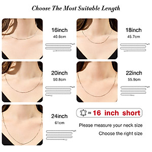 CIELTEAR 925 Sterling Silver Chain Necklace for Women 0.8mm Box Chain, Italian Necklace Chain, Super Strong & Thin & Long16/18/20/22/24 Inches