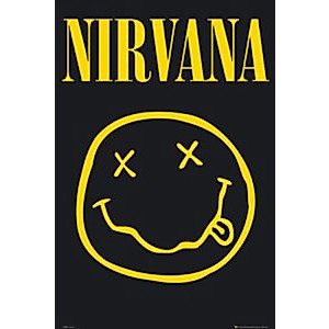 MyPartyShirt Nirvana Smile Poster 36 x 24 Rock Music Logo Band Rock 90s Grunge Gift Wall Art